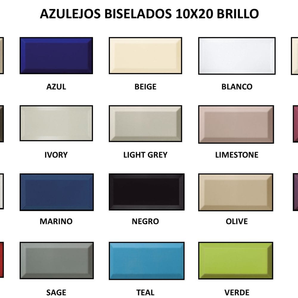 Azulejo biselado 10x20 tipo azulejo metro en blanco o colores | Serie Bisel