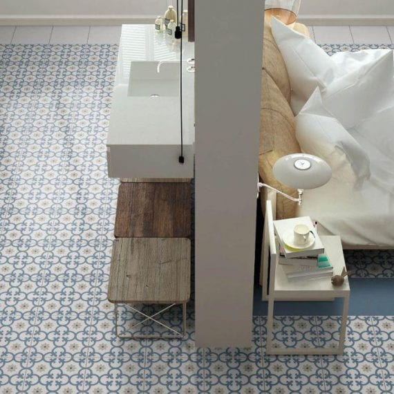 Serie DALIA, azulejo porcelánico hidráulico con acabado mate.