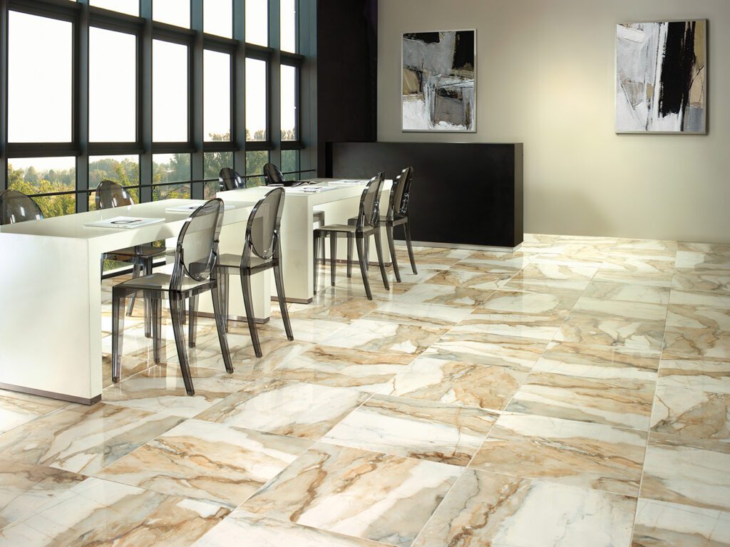 Serie CORFU, gres de 45x45 para pavimento. Acabado brillo