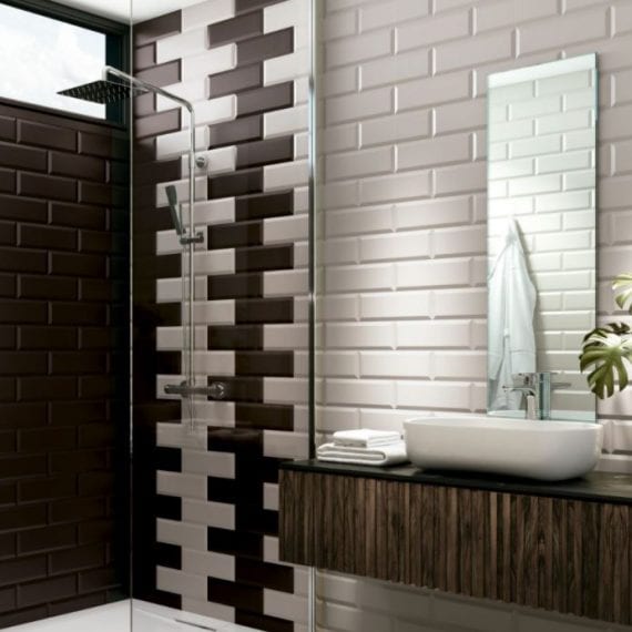 Serie BISEL 10x30 , Azulejo tipo metro en formato 10x30 biselado