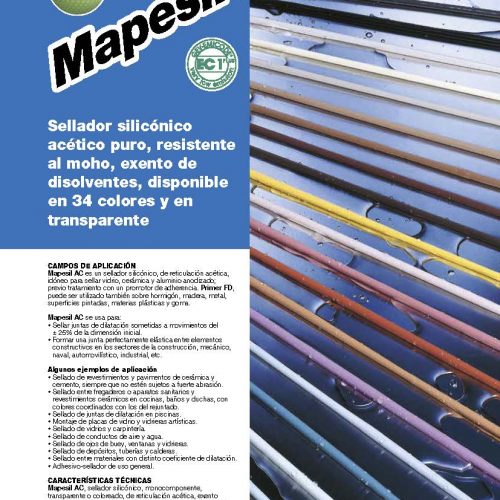 Cartucho Mapesil AC e/310 ml. MAPEI Sellador silicónicoacético puro