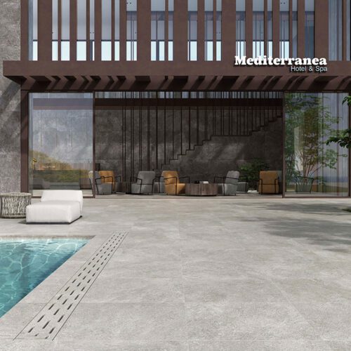 Serie ARENITE , porcelánico tipo cemento , acabado MATE